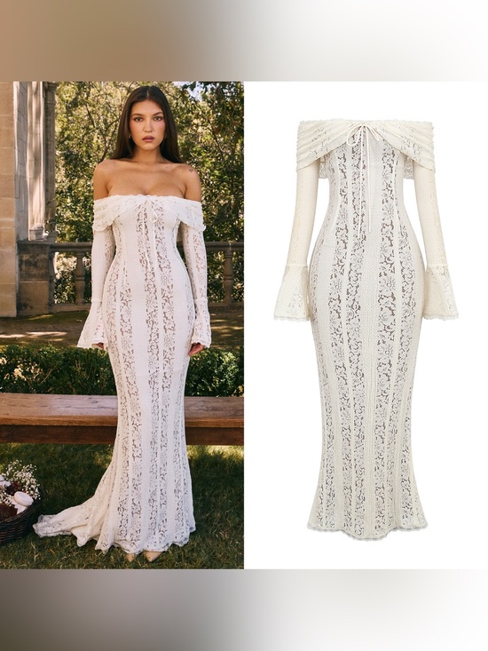 House of CB | Dresses | New House Of Cb Belle Vintage Cream Floral Lace ...